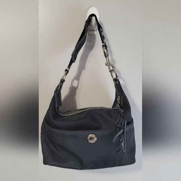 Coach | Bags | Coach Nylon Silky Hobo Handbag Classic Short Strap Black ...